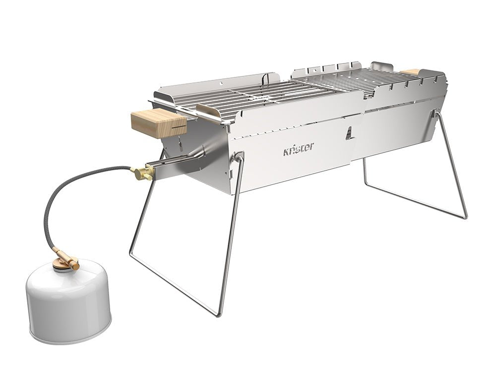 Outdoor Gasgrill fürs Camping - 100% Edelstahl - Knister Grill